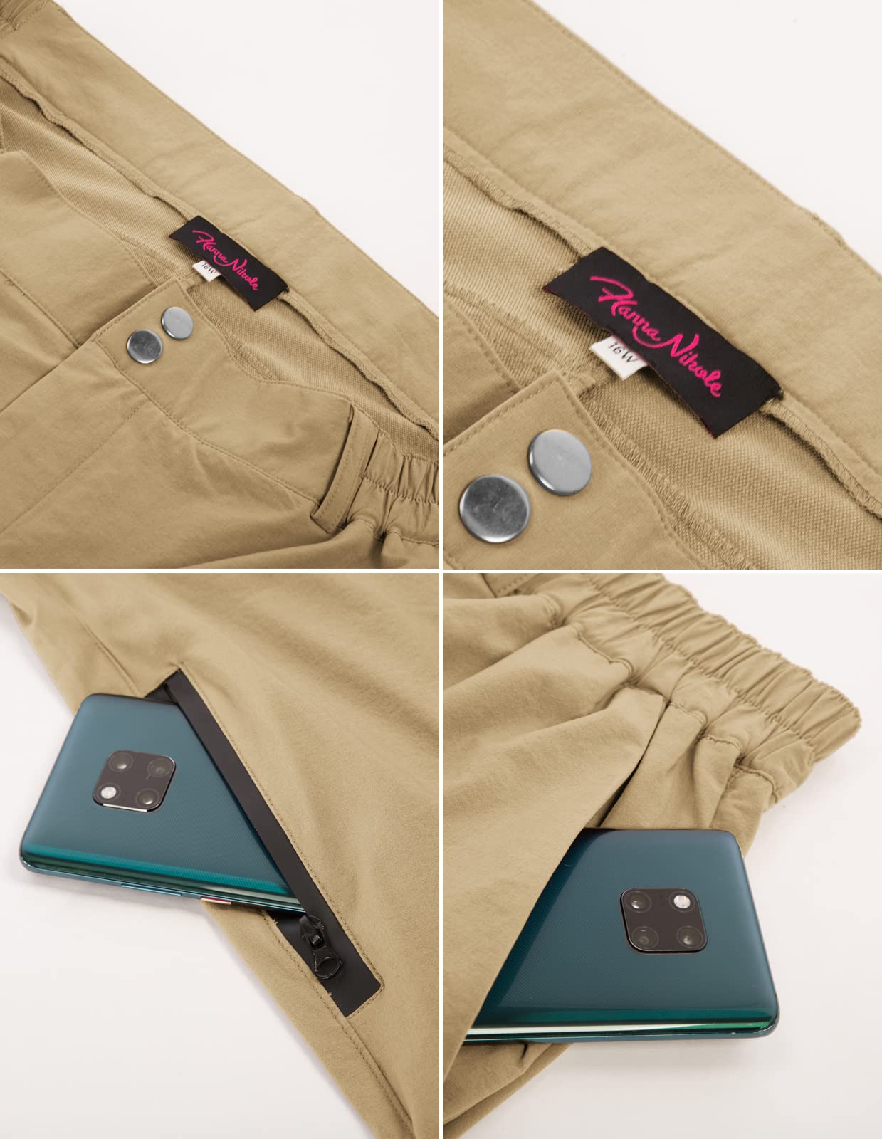 Women's Hiking Cargo Pants with Pockets for Women Golf Travel Climbing Pants khaki 5X