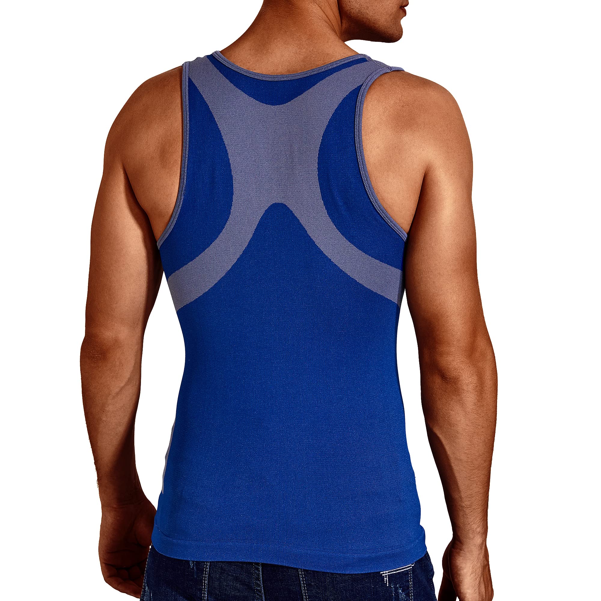 Terland Mens Running Vest Compression Shirt Sleeveless Sport Workout Vest Quick Dry Athletic Gym Muscle Tank Top Blue