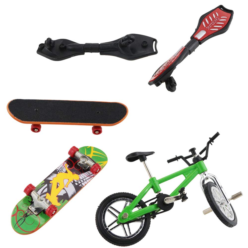 Oruuum Mini Finger Sports Skateboards/Bikes/Swing Boards, Mini Fingerboards Finger Mountain Bicycles with Endoluminal Metallic Stents Matte Surface (7 Packs)