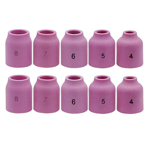 TIG Gas Lens Alumina Nozzle Ceramic Cup 53N58 4# 1/4" For SR WP- 9/20 & SR WP-17/18/26 TIG Welding Torch 10pk (Full Size 10pcs)