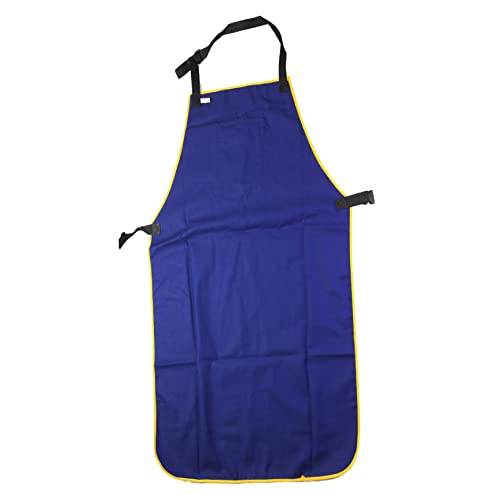 Welding Apron, Fire Resistant Fireproof Apron Metal Working Welder Work Safety Protection Apron Blue for Welding Cutting Cooking with One Pocket