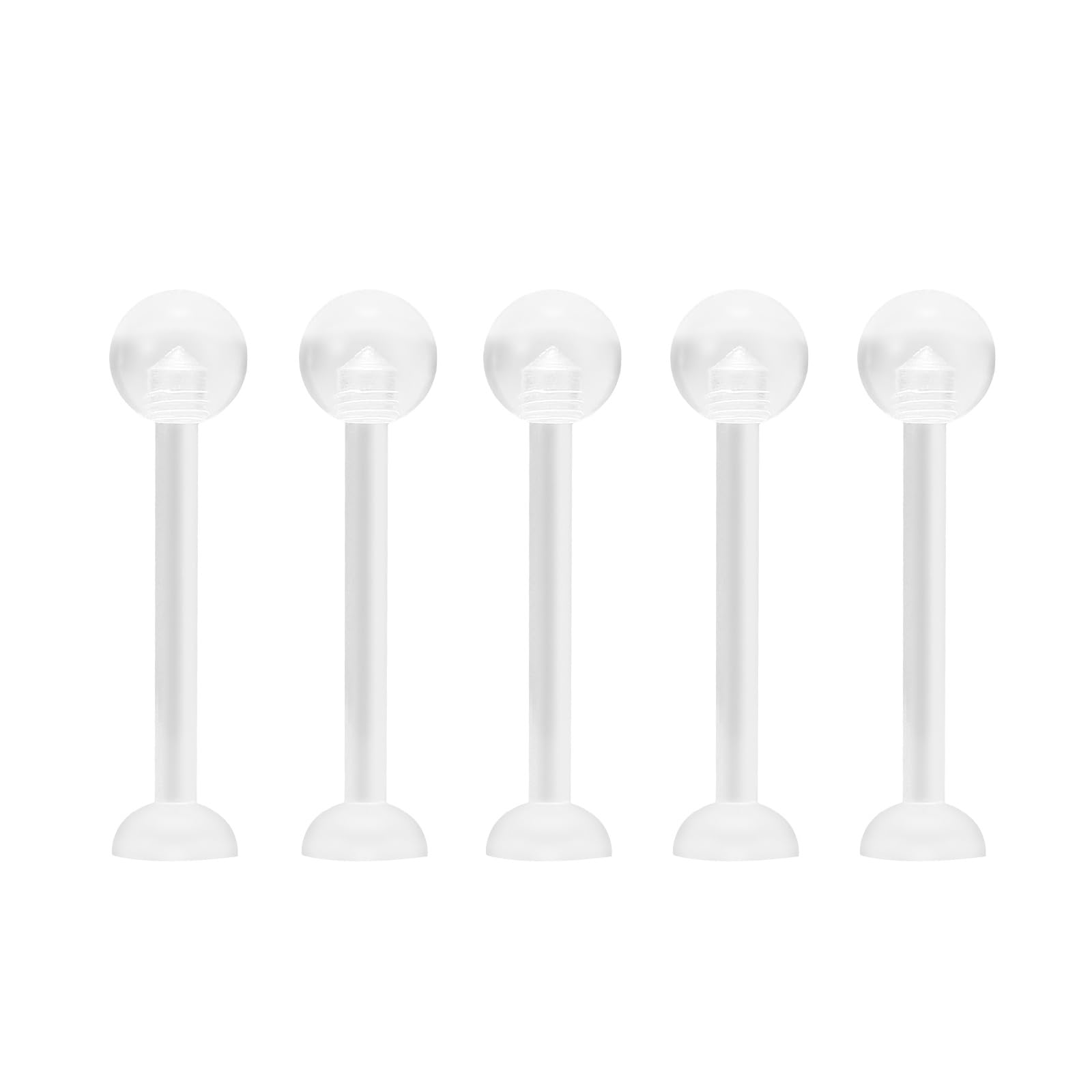 NewkeepsR 5pcs-14G(1.6mm) Thickness, 16mm(5/8'') Length, Bioplast Flexible Clear Tongue Ring Plastic Retainer, Unnoticeable Flat Labret Spacers