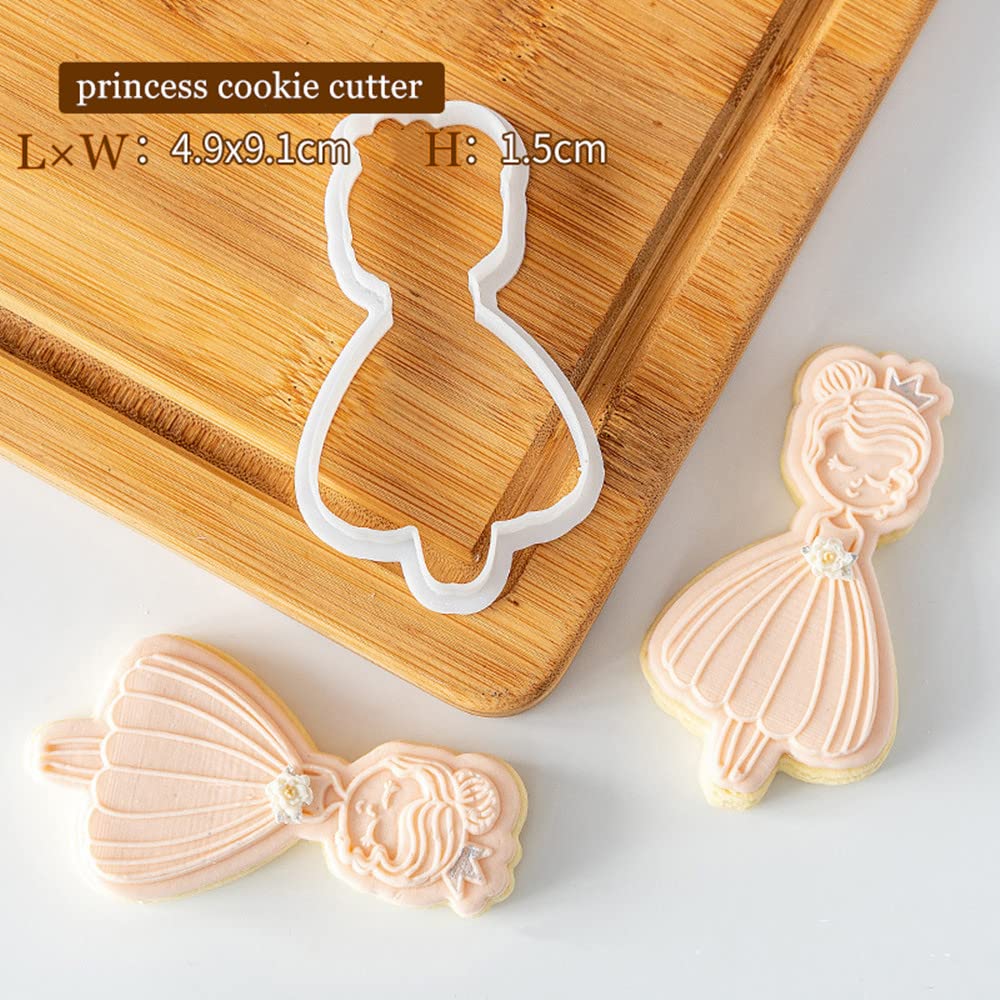 NANAICHE Premium Acrylic Cookie Mold Set with Laser-Engraved Designs - Durable and Versatile Baking Tools for Making Beautiful Cookies, Cakes, and More (princess)