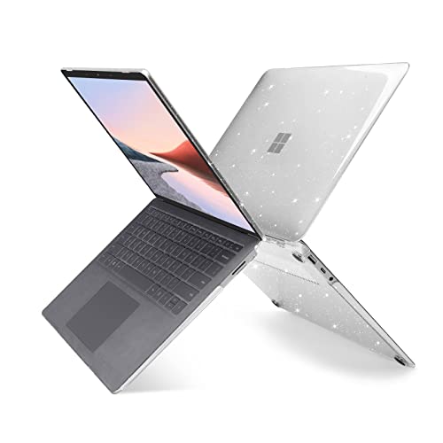 MOSISO Case Compatible with Surface Laptop 5/4/3/2 13.5 inch 2022 2021 2019 2018 Release with Alcantara Keyboard(models: 1950 & 1958 & 1867 & 1769), Glitter Sparkly Plastic Hard Shell Case,Transparent