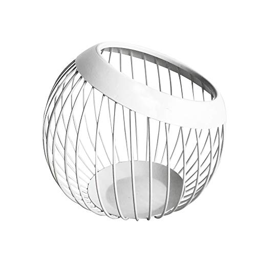 VANRA Metal Wire Fruit Bowl Sturdy Fruit Basket Fruit Holder Snack Storage Decorative Centerpiece Bowl for Modern Kitchen, Countertop, Living Room (White)