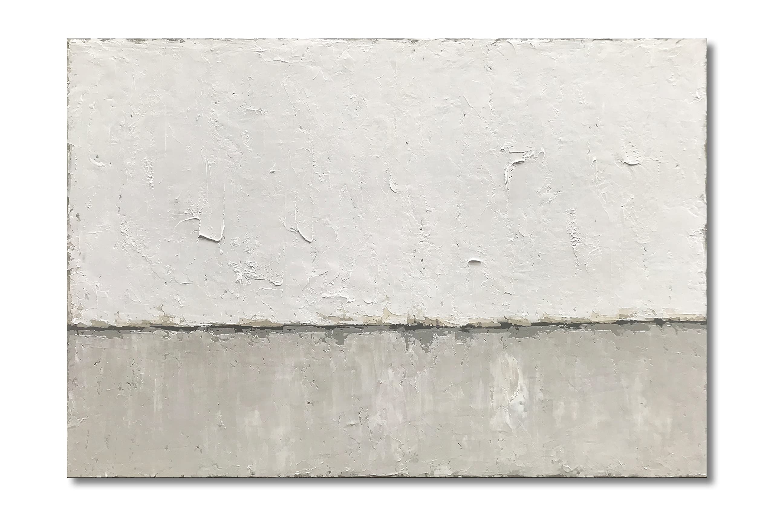 NANKAI Large Abstract Painting Hand Painted Grey White Minimalist Painting on Canvas Modern Abstract Canvas Wall Art Large White Acrylic Abstract Painting Wall Art 30x45 inch
