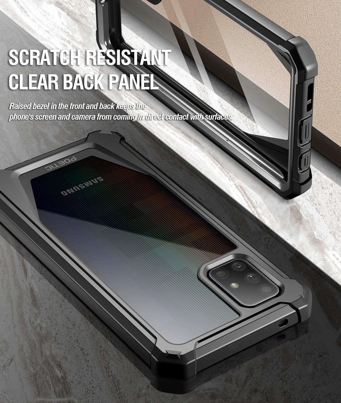 Poetic Guardian Case for Samsung Galaxy A71 5G UW (Verizon Version), [Not Fit Galaxy A71 4G and A71 5G] Full-Body Hybrid Shockproof Bumper Cover with Built-in-Screen Protector, Black/Clear