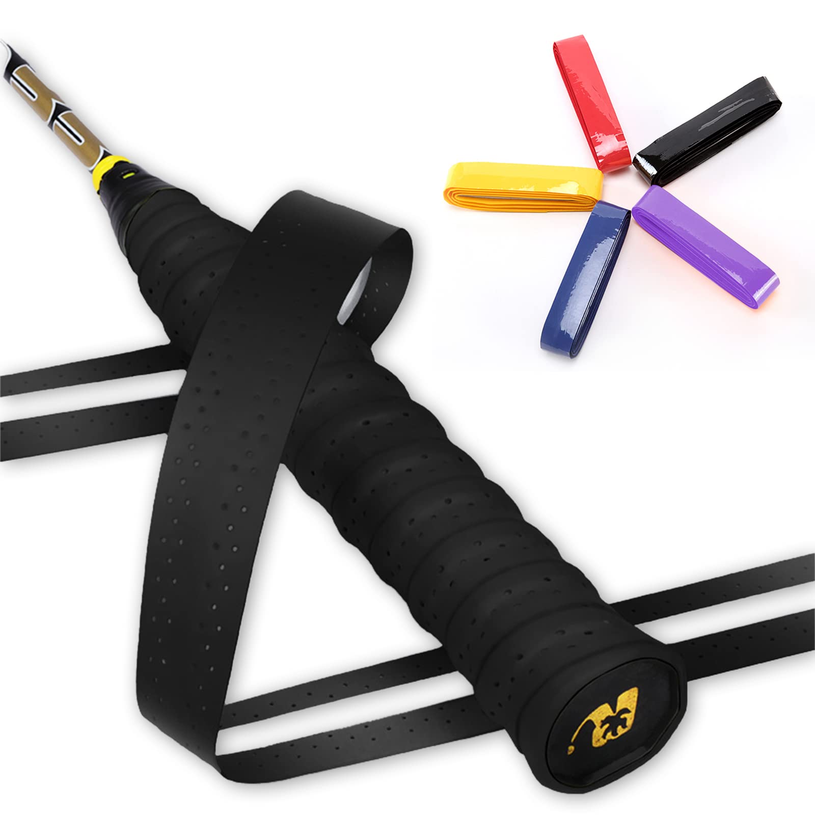 Tennis Badminton Racket Grip, New Racket Grip Anti Slip Perforatedwith Damping Ridges (5 Colors)