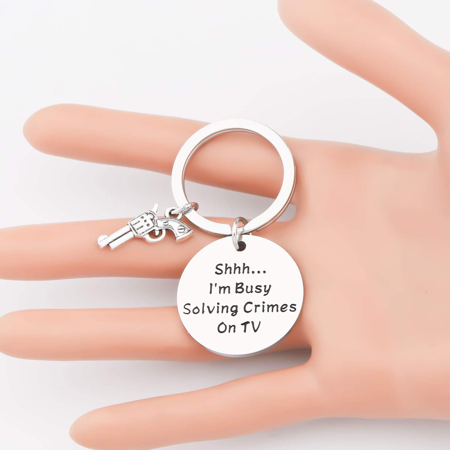 SEIRAA Criminal Minds TV Series Gifts Criminal Minds Inspired Keychain Criminal Minds Fans Gift Shhh I’m Busy Solving Crimes On TV (Crimes On TV Keychain)