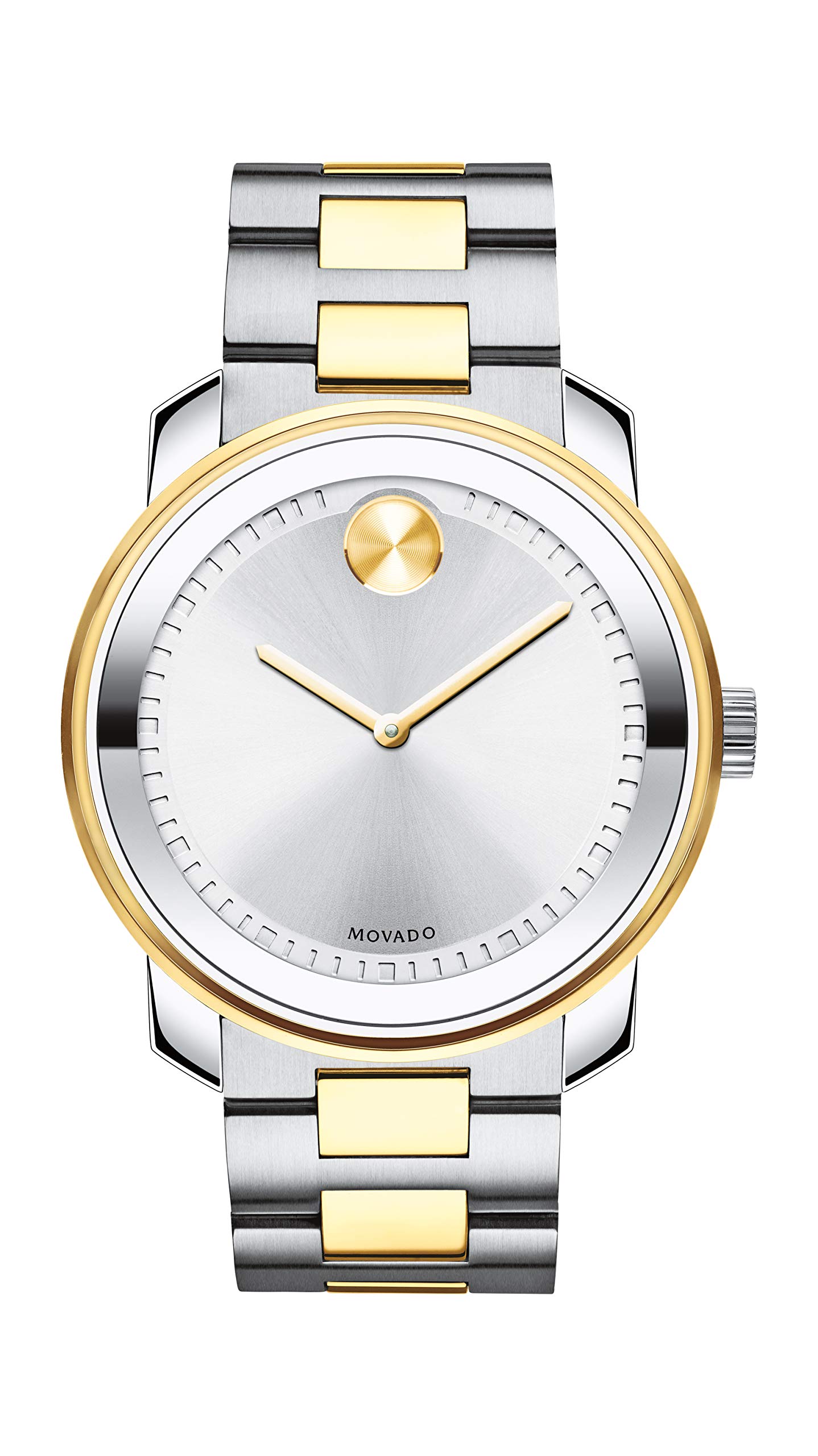 Movado Men's BOLD Metals Two-Tone Watch with a Printed Index Dial, Silver/Grey/Gold (3600431)