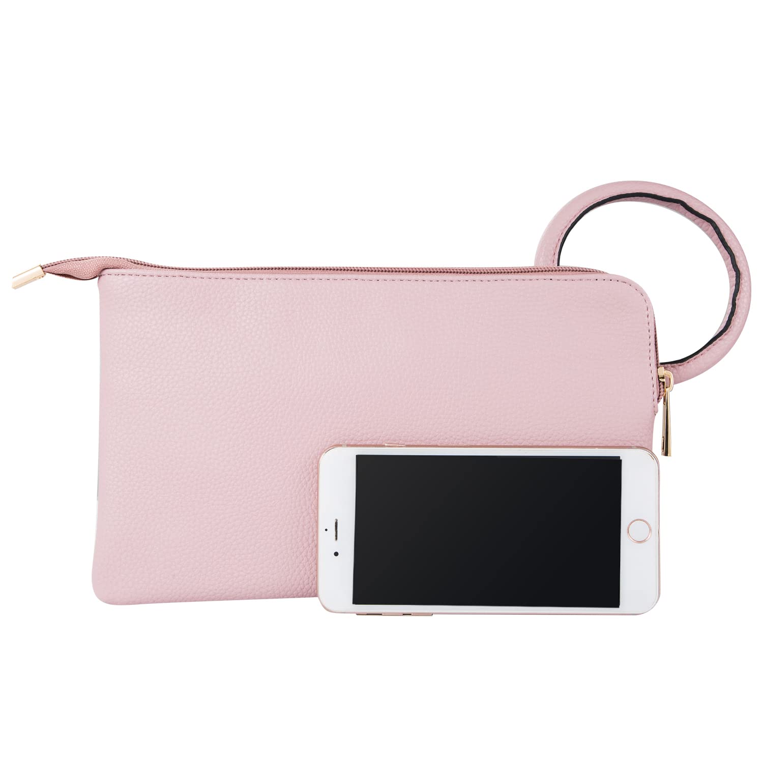PUFER Wristlet Wallets for Women Clutch Purse Leather Handbags Large Pink