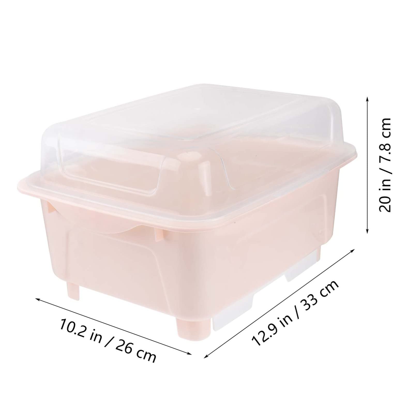 STOBAZA Dish Drying Rack with Drain Board Kitchen Dish Drainer with Lid Cover, Baby Nursing Bottle Holder, Dish Dryer Holder, Utensil and Cup Holder for Kitchen Counter (Pink)