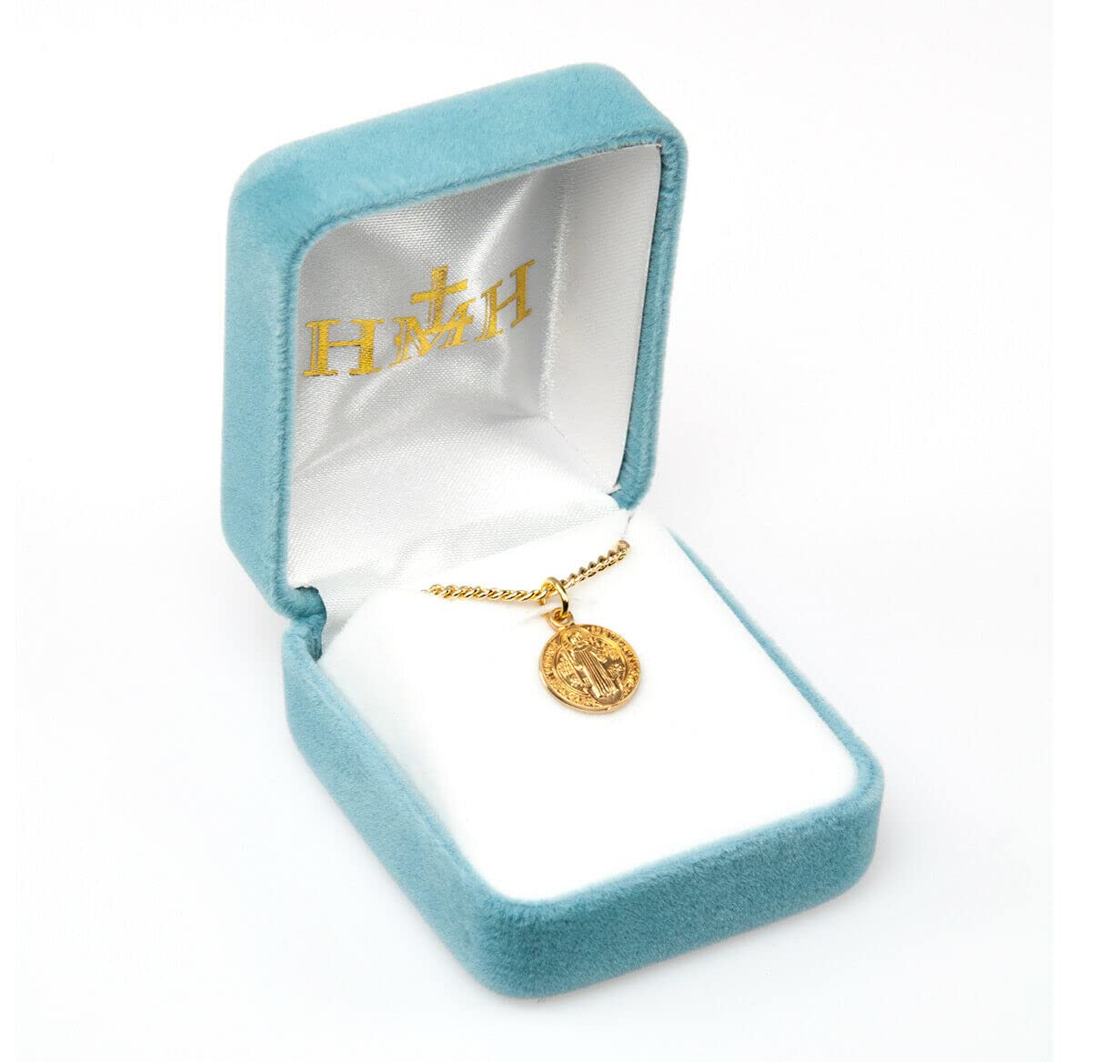 The Christian World Petite Gold Over Sterling silv. Saint Benedict Round Jubilee Medal Pendant vbn-fh-5976