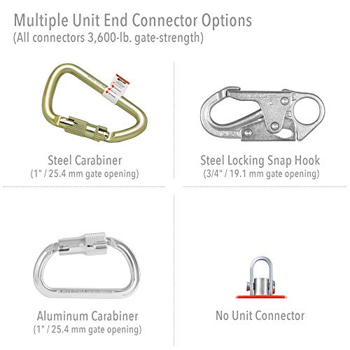 Miller by Honeywell TurboLite 6-Foot Personal Fall Limiter with Unit End Steel Carabiner & Lanyard End Steel Locking Snap Hook (MFL-1-Z7/6FT), Red