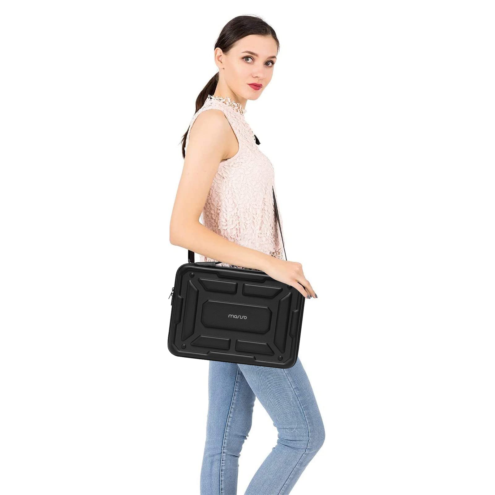 MOSISO Laptop Shoulder Bag Compatible with MacBook Pro 14 inch 2023 2022 2021 Release M3 A2918 A2992 M2 A2779 M1 A2442 Pro/Max Chip, Waterproof Shockproof Carrying Case Bag, Black