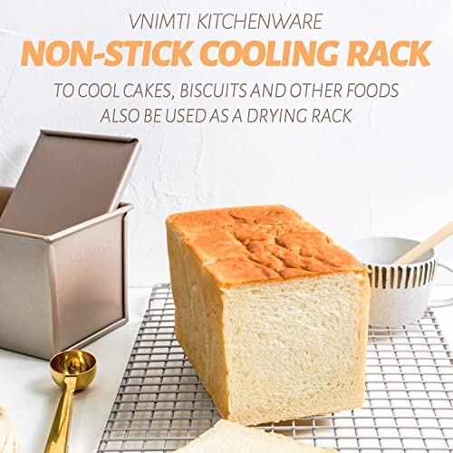 VNIMTI Baking Rack 2 Packs, Stainless Steel Cooling Racks, Wire Rack for Baking, Oven Safe Cookie Cooling Rack for Cooking, Roasting, Grilling, Drying, Fit Half Sheet Pan (16.5" * 12")
