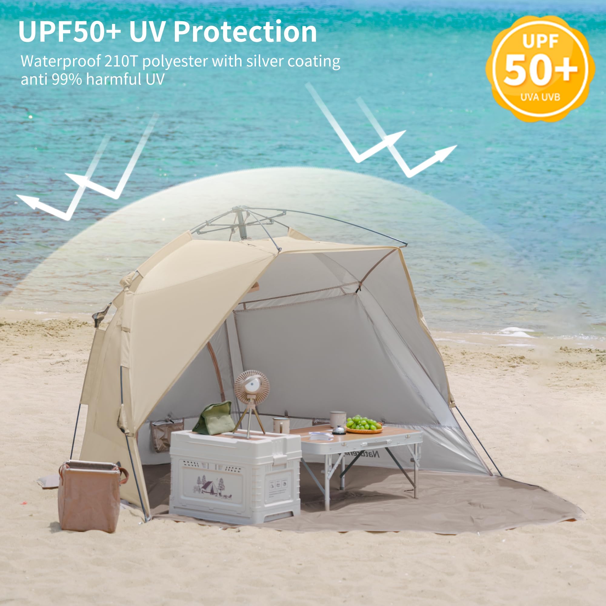 Naturehike Outdoor Camping Sun Shelter Beach Tarp Awning Waterproof Carp Fishing Bivvy Shelter (White)