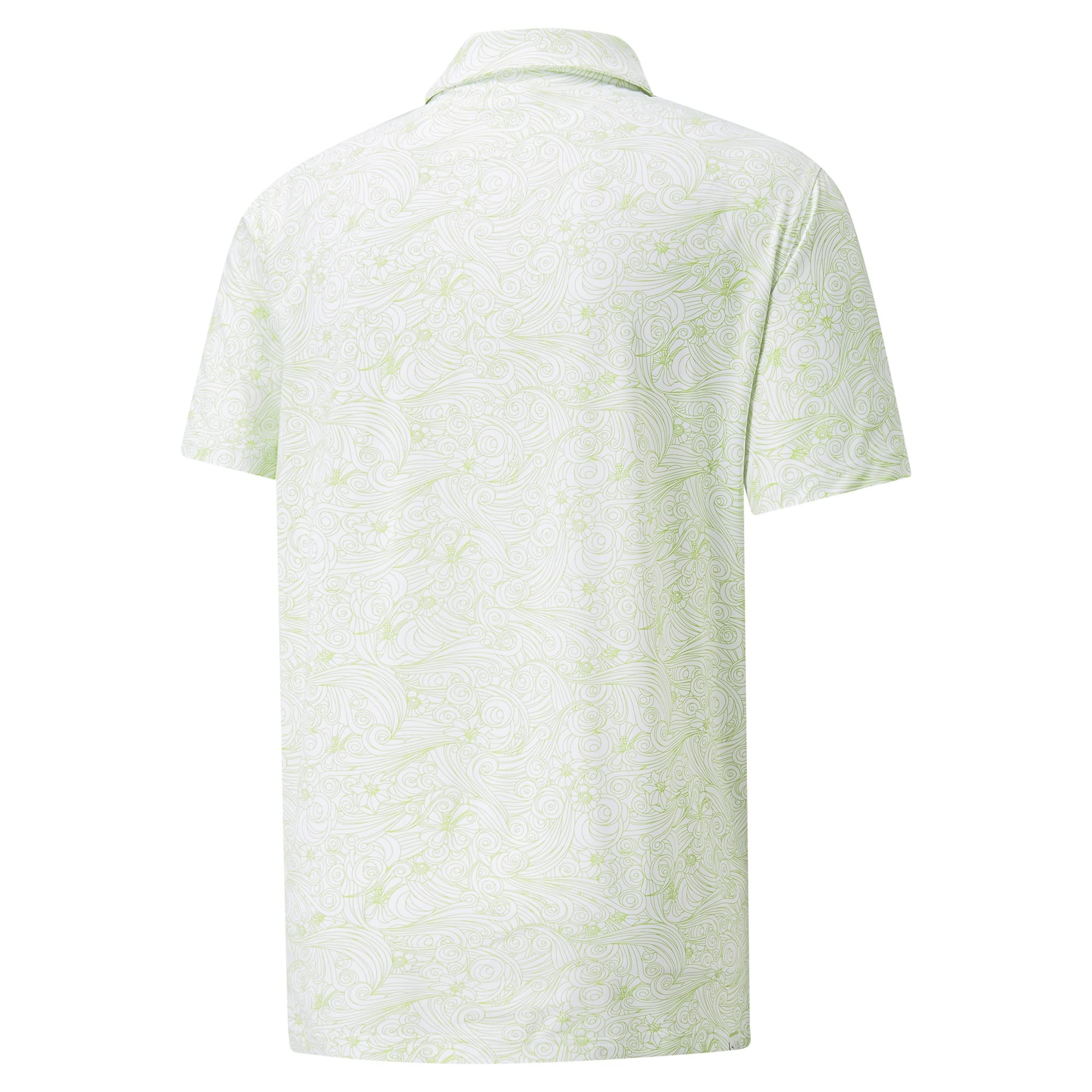 Puma Golf Men's Mattr Gust O Wind Polo, Bright White-Greenery, XX-Large