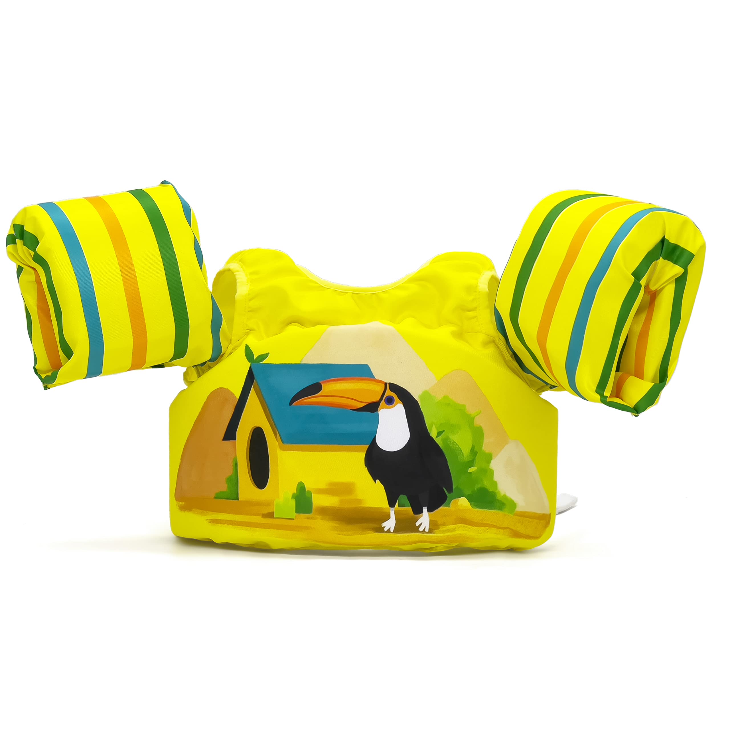 Silfrae Swim Vests Swim Floatation Vest Flotation Device Kids Floaties for Kids Weighing from 30 to 50 lbs (Yellow Toucan)
