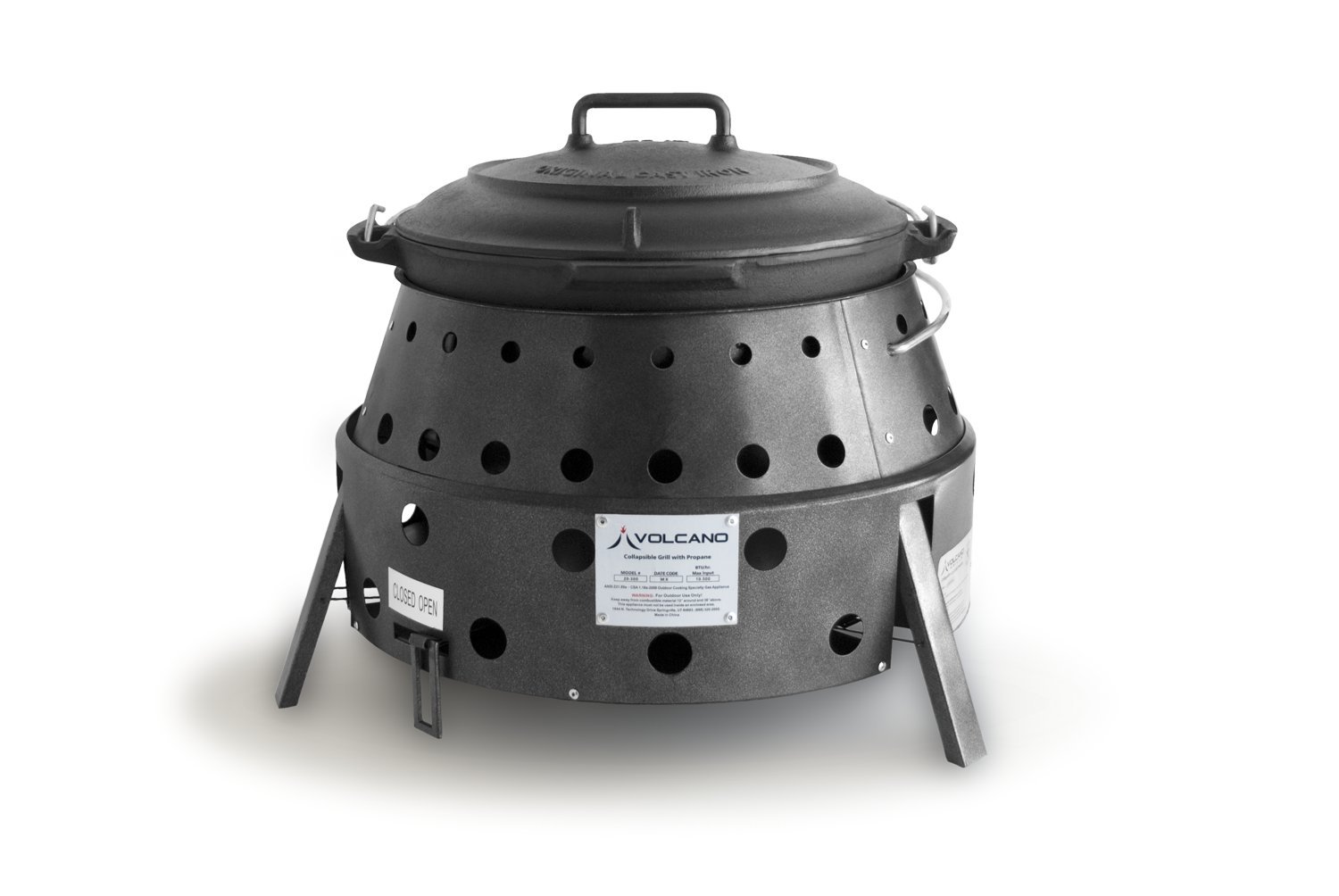 Volcano Grills Cast Iron Vintage Style Dutch Oven for Camping, 8 quarts, Black