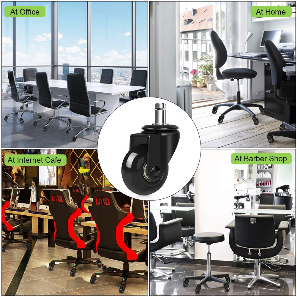 Office Chair Caster Wheels,2 Heavy Duty Desk Chair Wheels Replacement for Hardwood Floor,Smooth&Silent Swivel Wheels, 7/16”X 7/8”Universal Fit for Herman Miller,Game Chairs(not fit IKEA Chairs)
