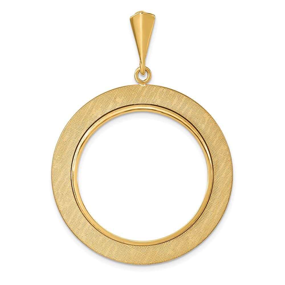 Roy Rose Jewelry Gold Coin Mounting | 1/2 oz. American Eagle, Old US $10 Liberty or Indian | 27mm | Prong Set | Victorian, Ribbon Edge, Wide Frame Pendant Coin Bezels | Solid 14K Gold