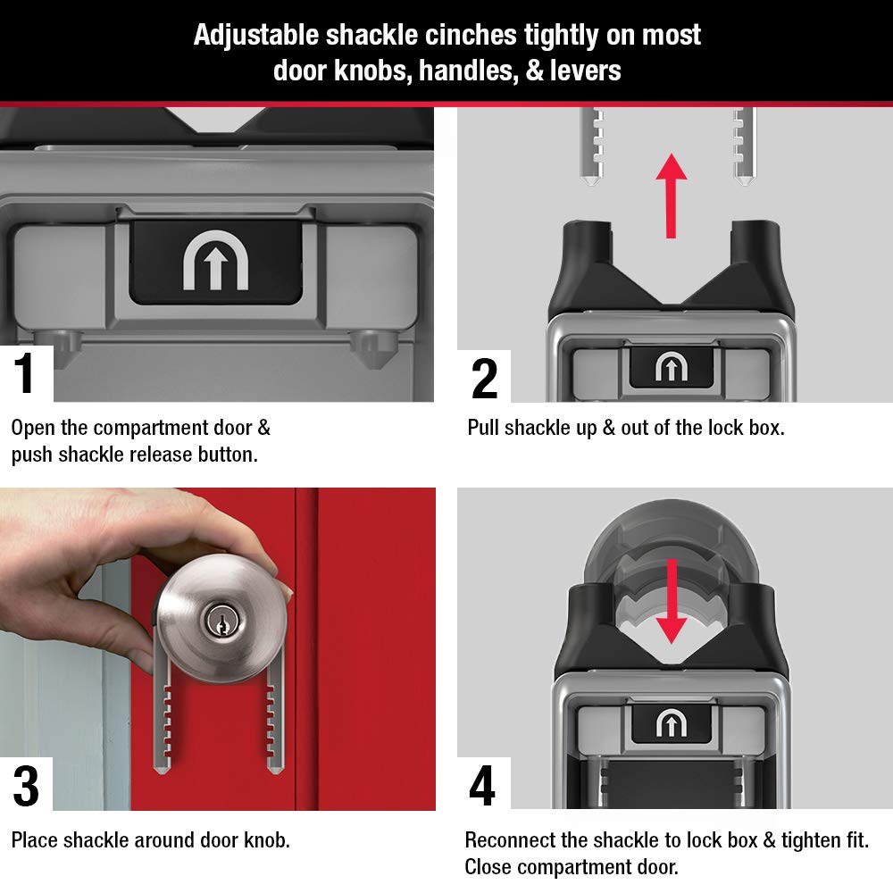 Master Lock Black Set Your Own Combination Portable Lock Box with Adjustable Shackle, House Key Lock Box for Realtors, Owners, 6 Key Capacity, 5420EC