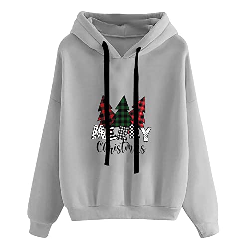Women's Pullover Loose Hoodies Spring and Autumn Christmas Printing Casual Tops Fashion Long Sleeve Sweatshirt