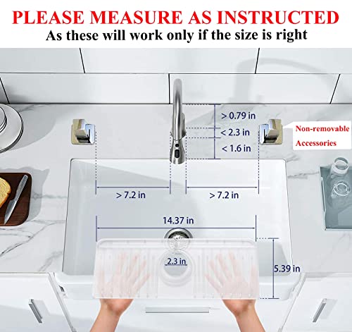 YATOISUR Sink Splash Guard 14.4β x 5.4β - Sink Faucet Mat with Faucet Water Catcher Mat & Soap Dish & Sponge Holder 3 in 1 - Silicone Faucet Handle Drip Catcher Tray for Kitchen RV & Bar Faucet, Clear