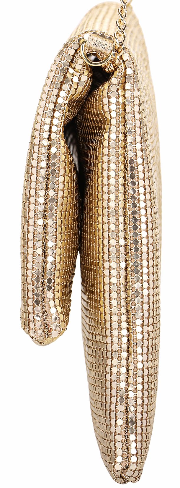 Venoline Large Metal Mesh Evening Clutch Bag Convertible Handbag Tassel Purse Gold