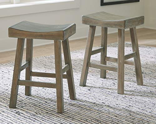 Signature Design by Ashley Glosco Farmhouse 25.5" Counter Height Saddle Barstool, 2 Count, Brown