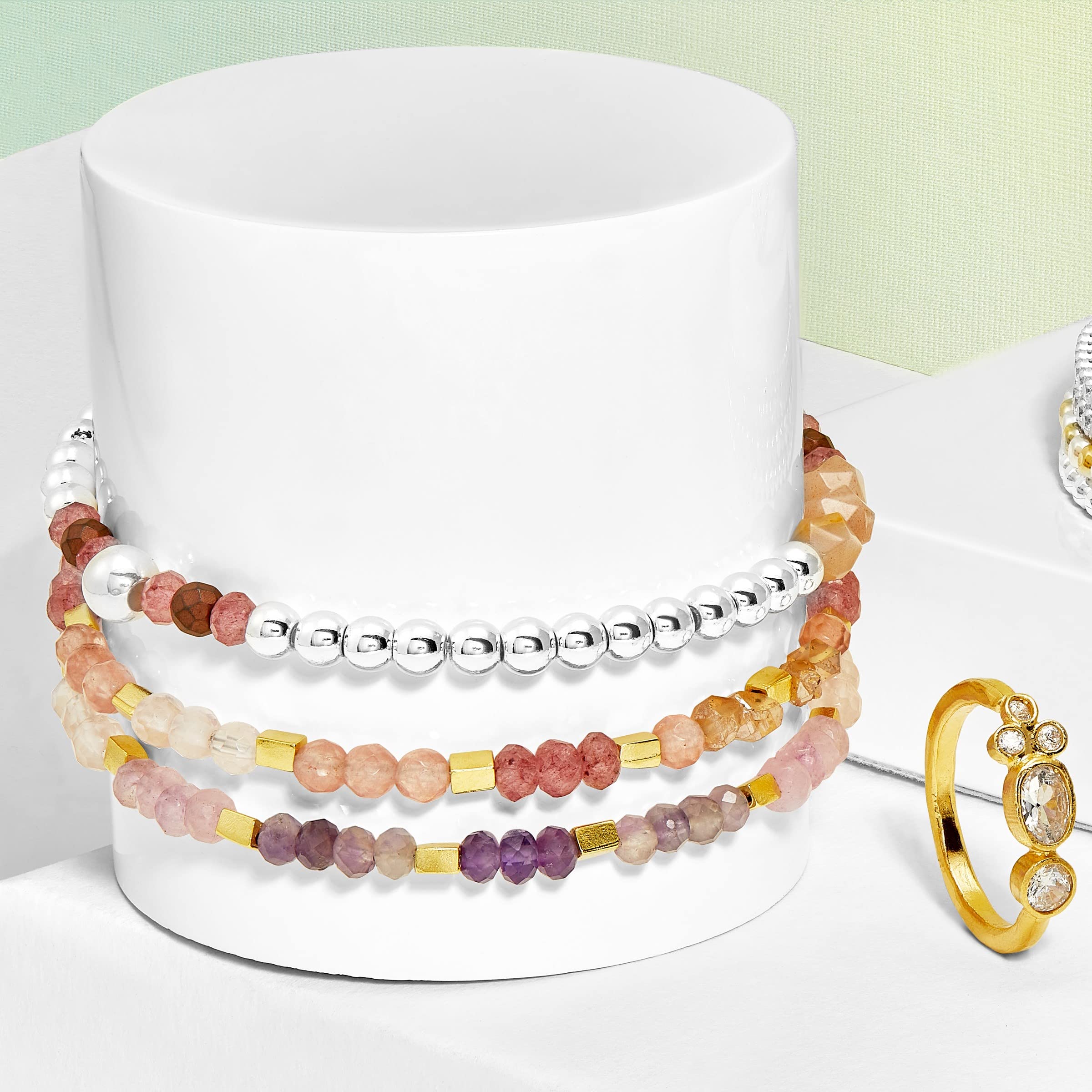 Silpada 'Chasing Rainbows' Moonstone, Hematite and Muscovite Bracelet in Sterling Silver, 7"