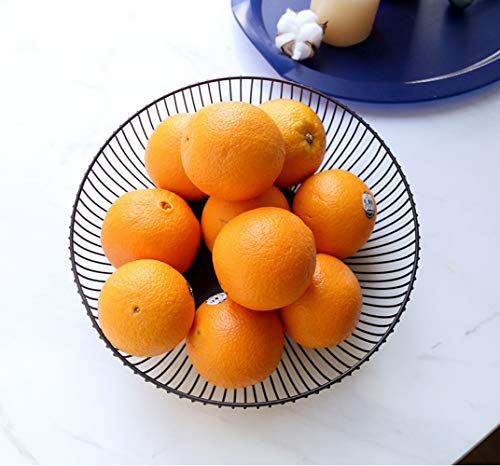 Yesland 2 Pack Metal Wire Fruit Basket- 11 Inches Black Kitchen Countertop Fruit Bowl Vegetable Holder for Bread, Snacks, Households Items Storage for Kitchen, Livingroom