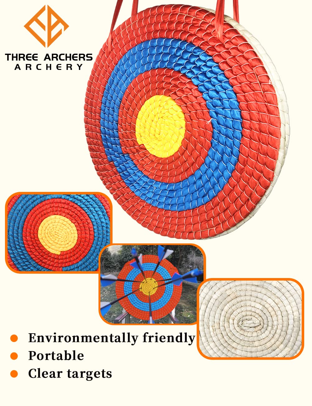 Three Archers Archery Straw Target 3 Layers Traditional Archery Target for Outdoor Shooting Practice