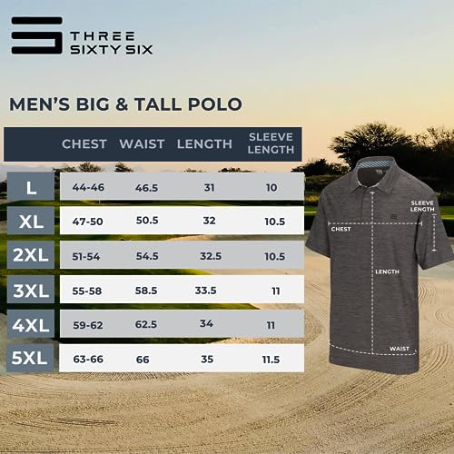 Three Sixty Six Golf Shirts for Men - Dry Fit Short-Sleeve Polo, Athletic Casual Collared T-Shirt Pure Black