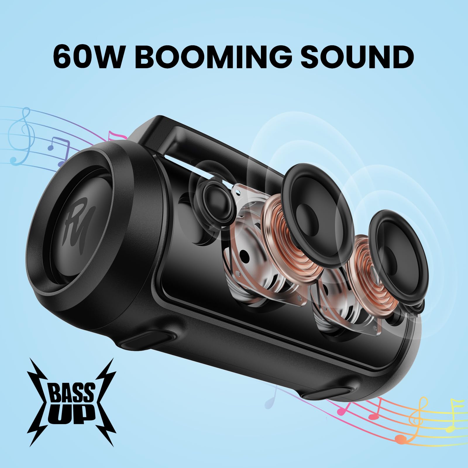 Raymate Outdoor Bluetooth Speakers 60W Outdoor Speakers Portable spekaers