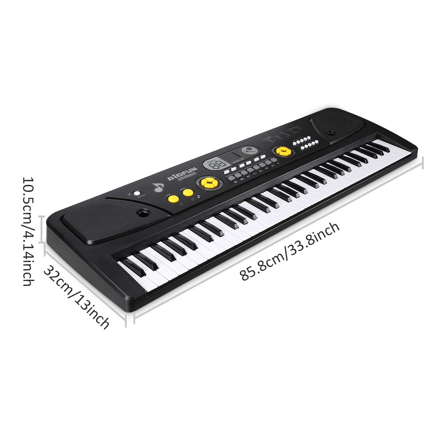MUCH Electronic 61 keys Music Piano Keyboard Portable Digital With Built In Speakers Mic & Stand UPS/MP3 Input, Power Supply for Beginners (Kids&Boys,Girls Ages 3-12,Adults)