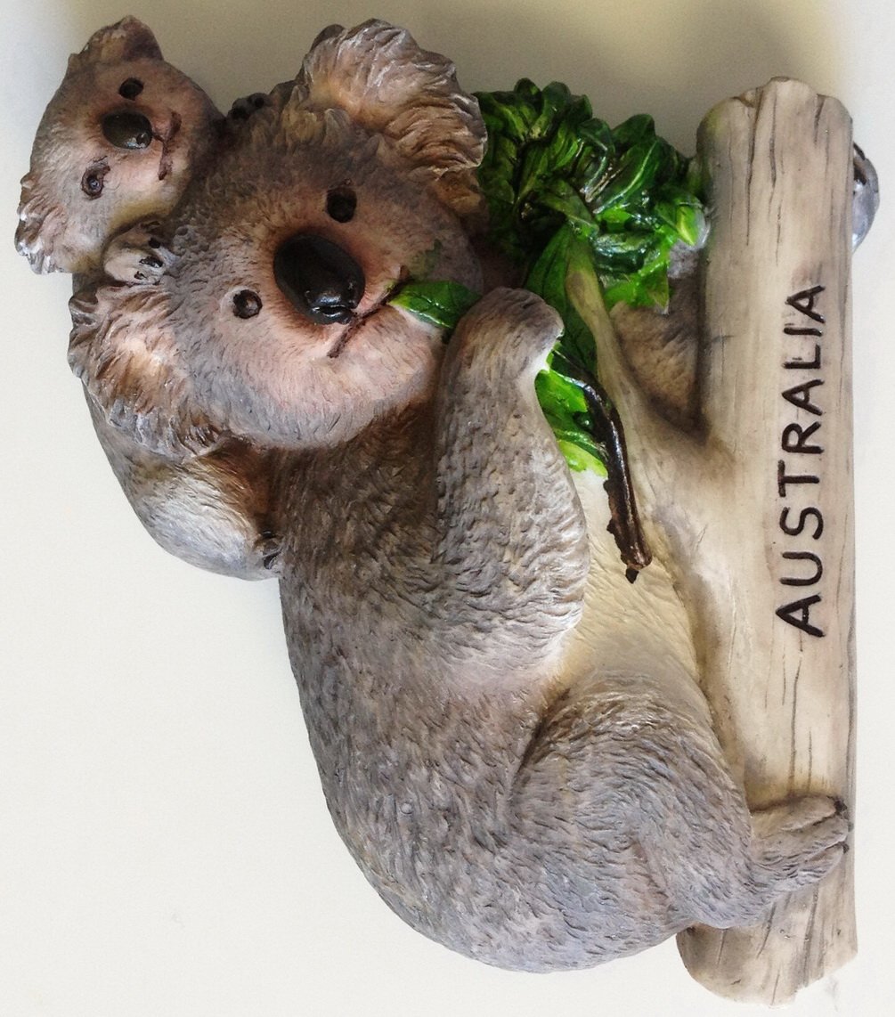 WitnyStore Tiny Koala Mom and Baby Australian Animals Australia and Oceania Tourist Attractions Resin Refrigerator Magnet Traveler Souvenir Gift Memento 3D Fridge Magnets