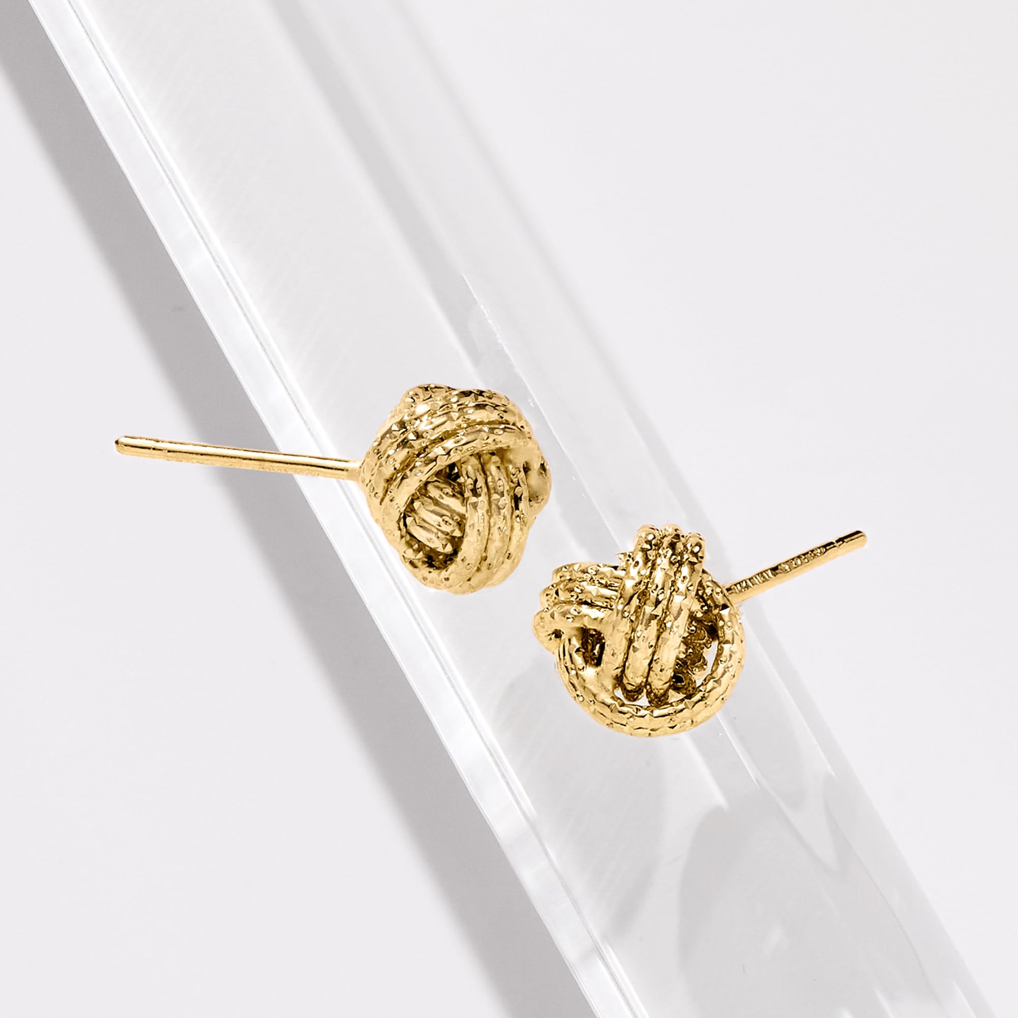Ross-Simons Italian 14kt Yellow Gold Textured Love Knot Stud Earrings