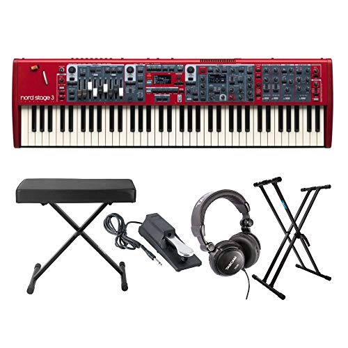 Nord Stage 3 Compact 73-Key Semi-Weighted Keyboard Bundle with Stand, Bench, Sustain Pedal and Headphones (5 Items)