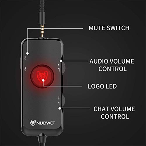 NUBWO PS4 Xbox one Headset 7.1 Surround Sound PC USB Gaming Headset with Noise Reduction Mic, Over Ear Headphones with Game&Chat Volume Controls for PC/Playstation 4/Xbox 1