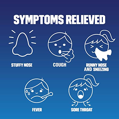 Mucinex Cold and Fever, Children's Multi-Symptom, Night Time Cold Liquid, Mixed Berry, 4oz, Reduces Fever, Controls Cough, Relieves Stuffy Nose, "Packaging May Vary"