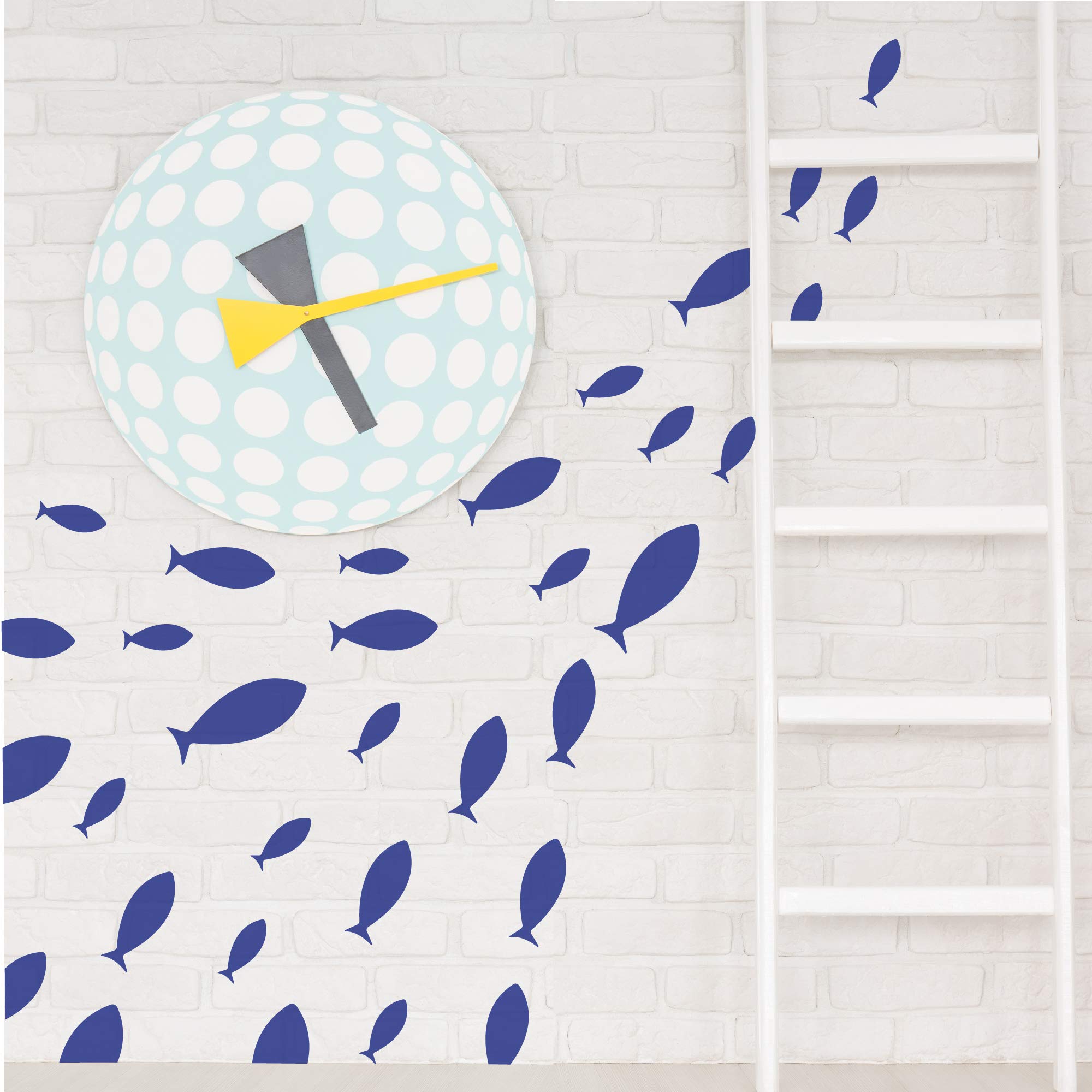 Ocean Fish Wall Decal- Under The Sea Vinyl Wall Stickers for Kids Room Bedroom Bathroom Nursery Decor-Teal