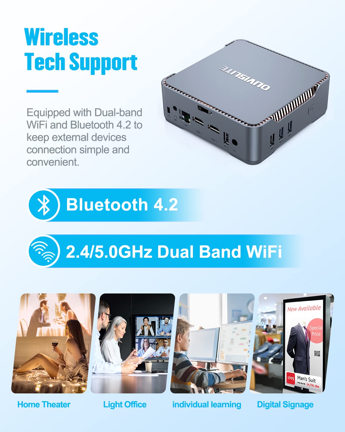 Mini PC Windows 10 Pro with 8GB DDR3 128GB SSD Ιntel Celeron N3350(Up to 2.4GHz) Mini Computer Desktop Computer Support 4K HDMI Triple Display 2.4G/5G WiFi, BT 4.2, Gigabit Ethernet for Home Business