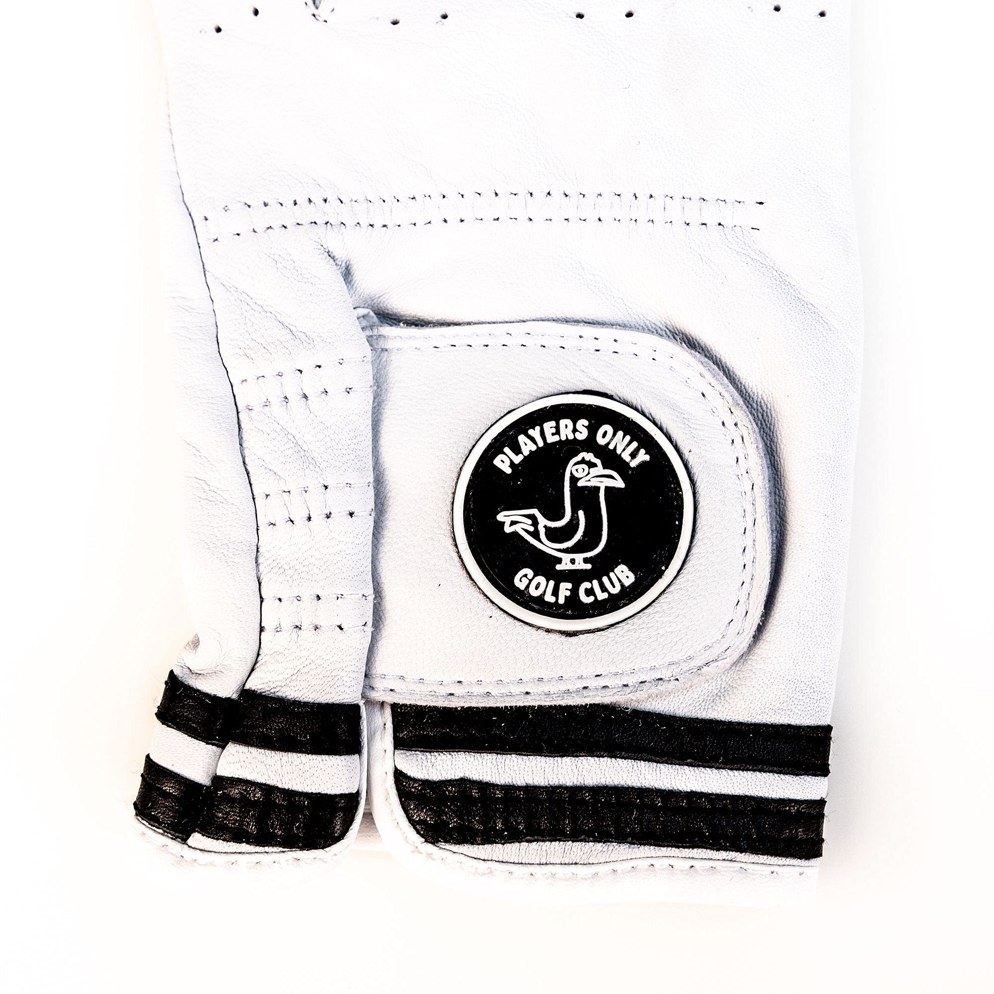 Players Only Golf Club | Golf Glove | Premium Leather | Vader Black Collection | Rubber Patch Logo (Large, Left)