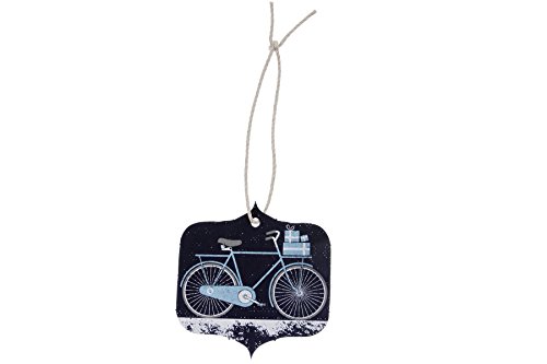 Moleskine Journey Ornament Note Card with Envelope, (3.5" x 5.5") Plain/Blank, Indigo Blue/Snowy Bicycle