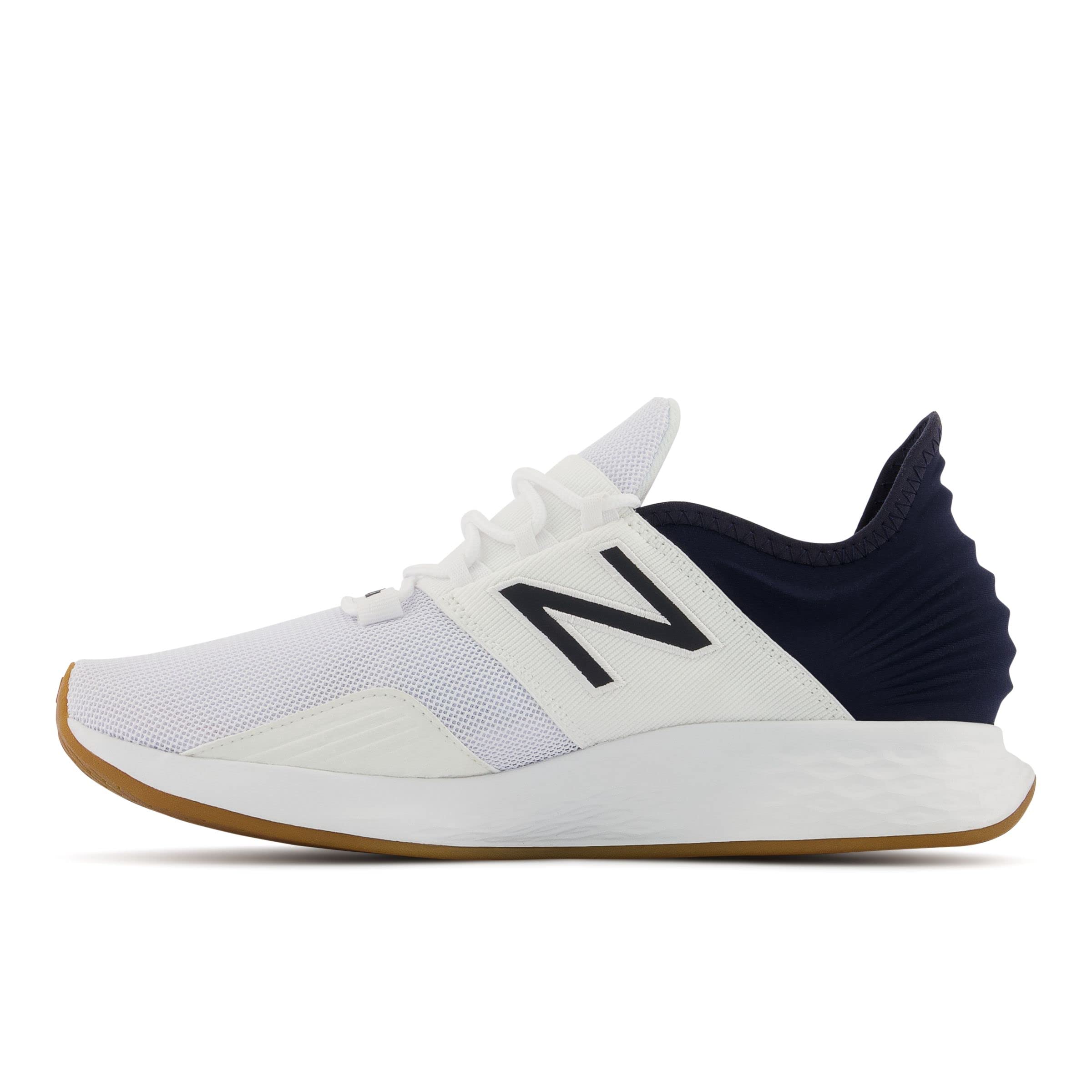 New Balance Men's Fresh Foam Roav V1 Running Shoe, White/Eclipse, 12 Wide