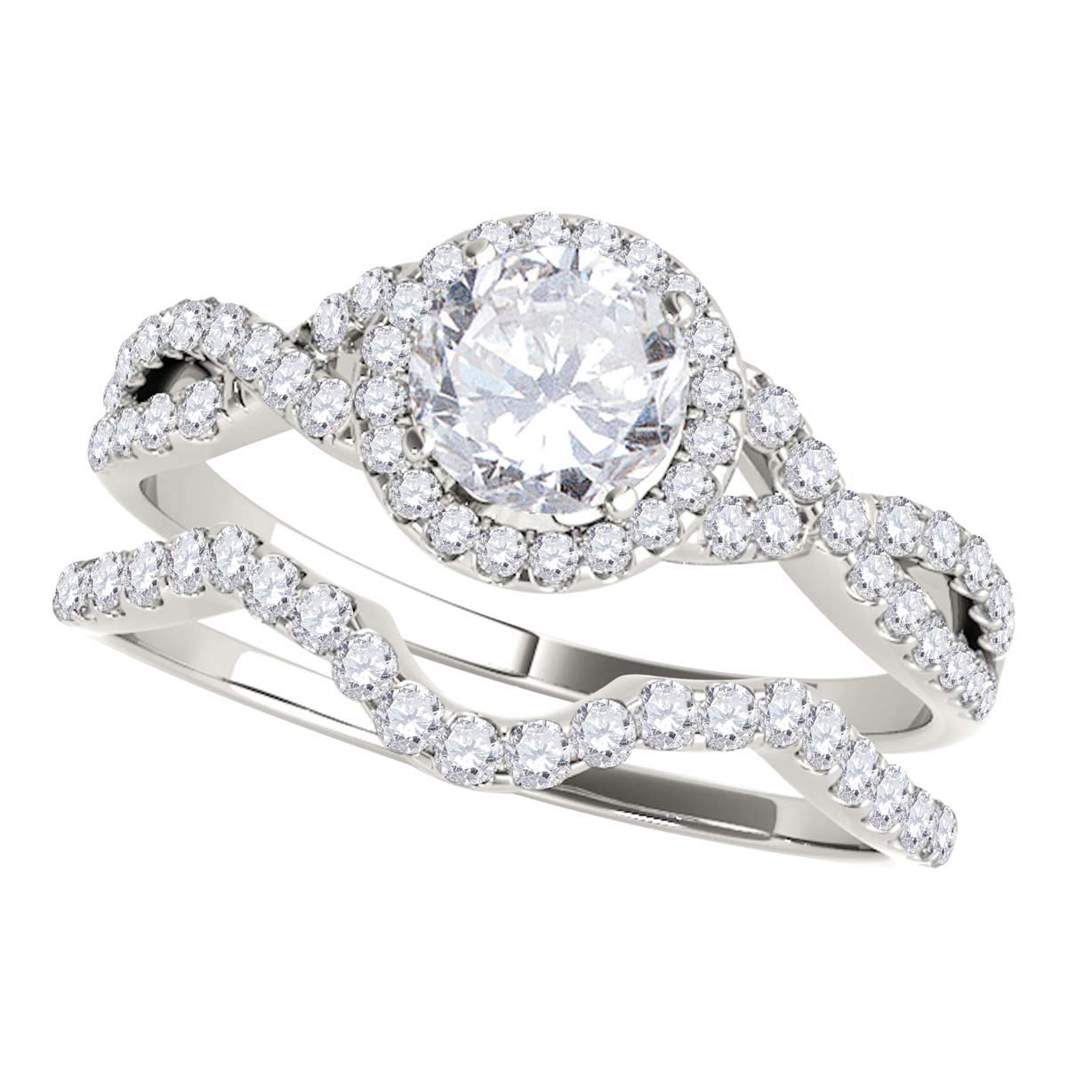 MauliJewels 0.50 Carat Halo Real Diamond Bridal Set Engagement Ring set 14k Solid Yellow White Rose Gold Jewelry Collection