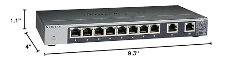 NETGEAR 10-Port Gigabit/10G Ethernet Unmanaged Switch (GS110MX) - with 8 x 1G, 2 x 10G/Multi-gig, Desktop, Wall or Rackmount, and Limited Lifetime Protection