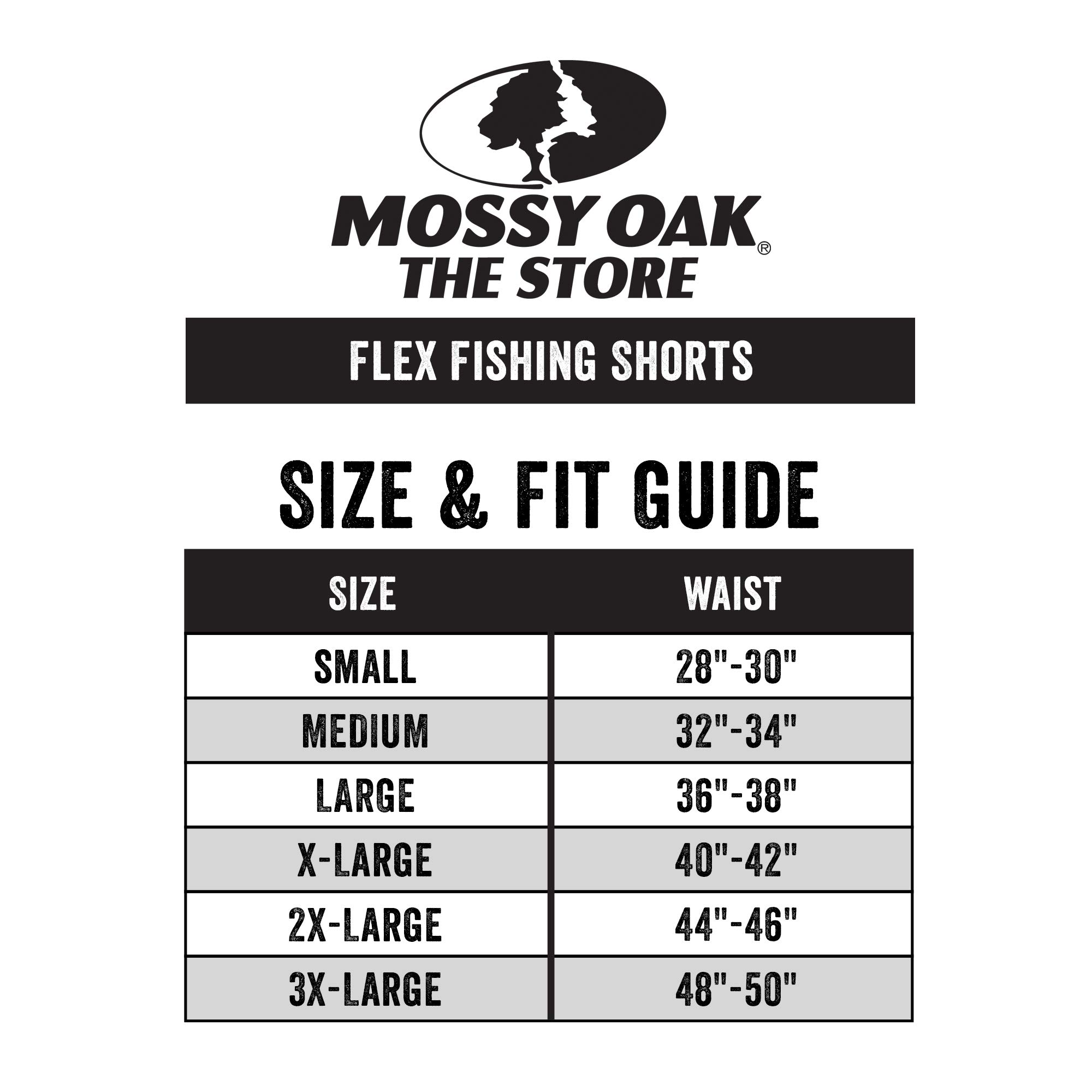Mossy Oak Standard Fishing Shorts for Men Quick Dry Flex, Charcoal, X-Large
